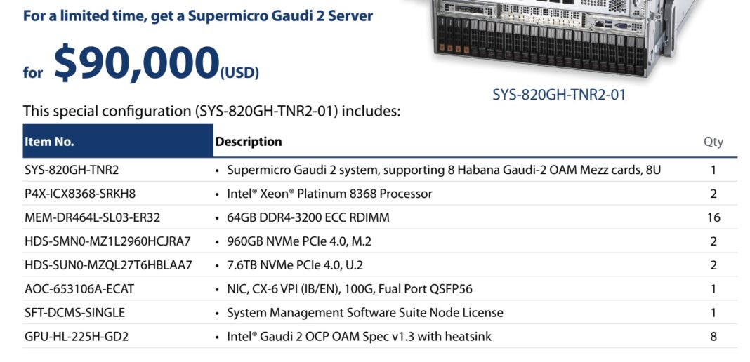 Intel Gaudi 2 Complete Servers from Supermicro for $90K - ServeTheHome