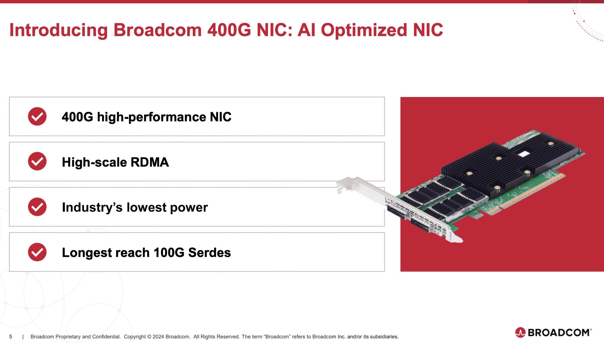 Broadcom 400GbE NICs Launched for the AI Era