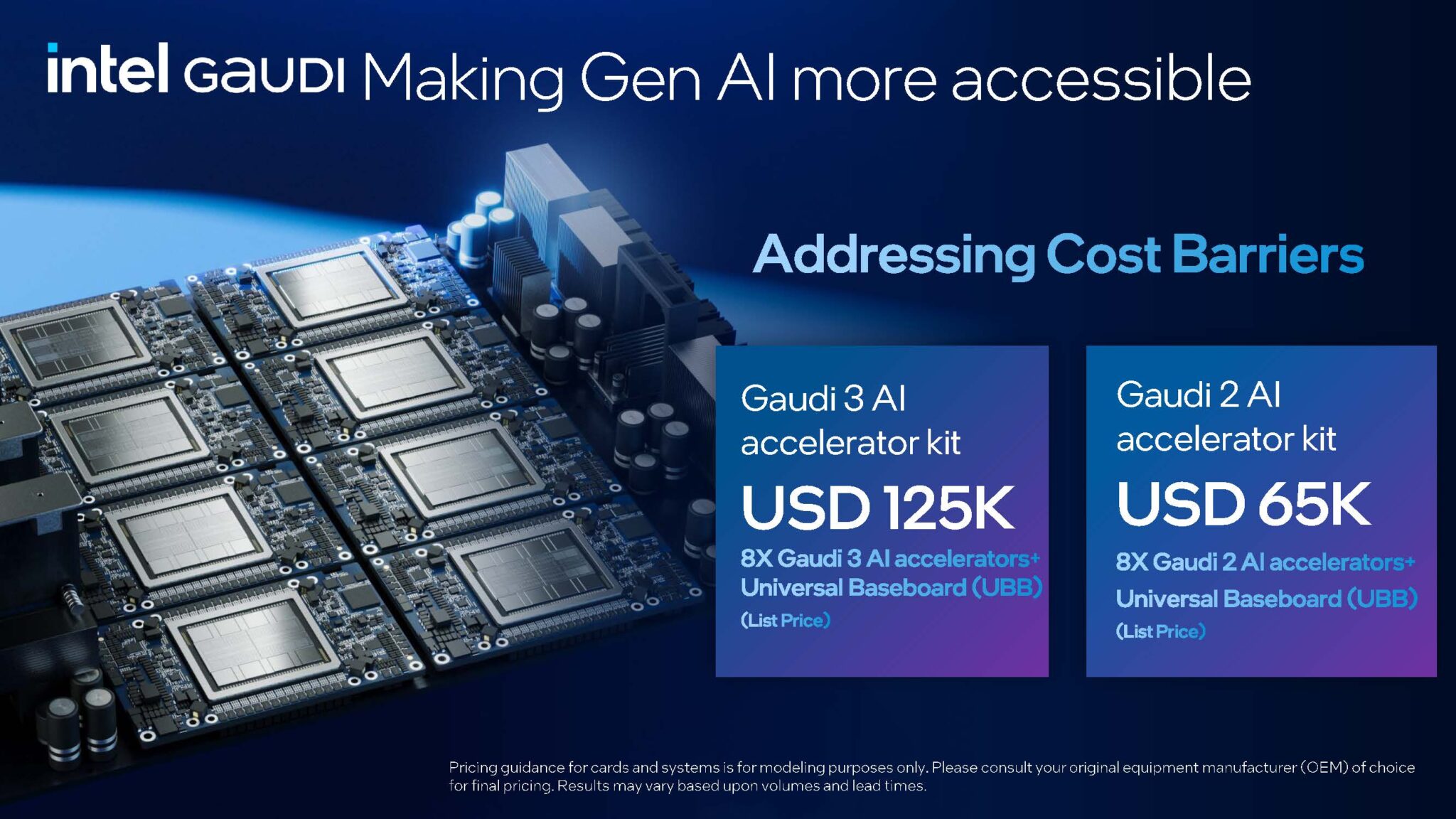 Intel Gaudi 2 8x OAM UBB $65K Gaudi 3 $125K and Includes Networking