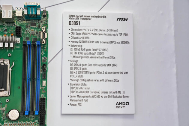 MSI AMD EPYC 4004 Motherboards with 25GbE and 10GbE Shown at Computex 2024