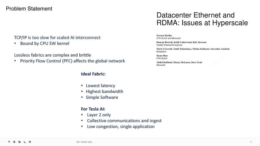 Tesla DOJO Exa-Scale Lossy AI Network using the Tesla Transport ...
