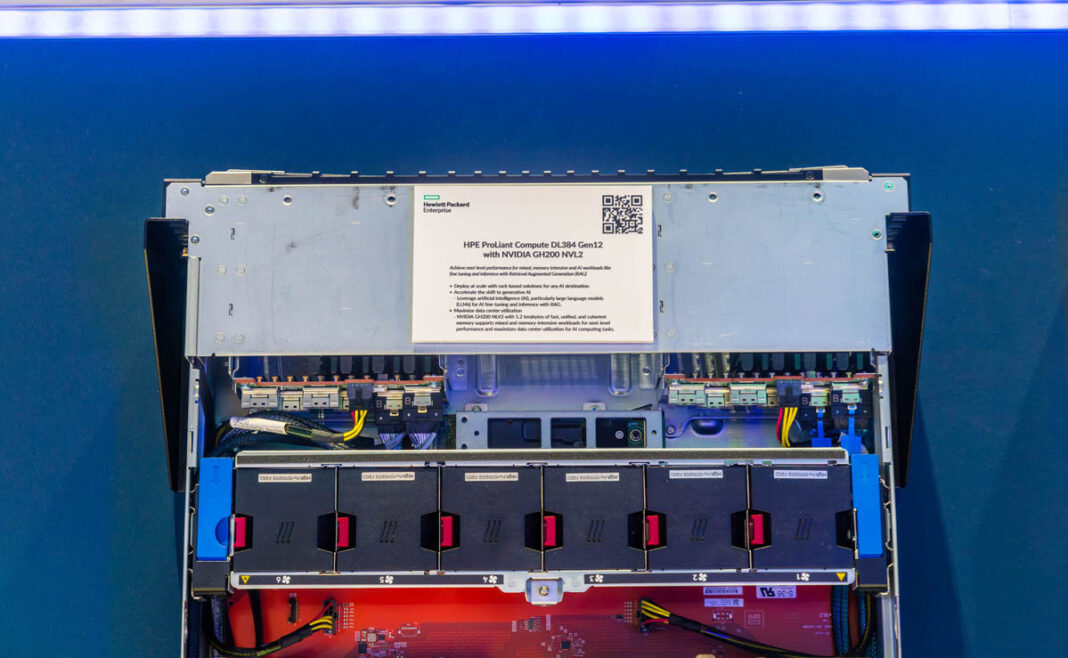 HPE ProLiant DL384 Gen12 NVIDIA GH200 NVL2 Arm Server Shown