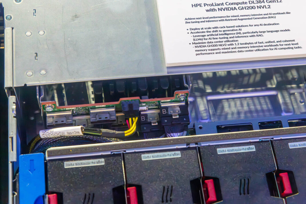 HPE ProLiant DL384 Gen12 NVIDIA GH200 NVL2 Arm Server Shown