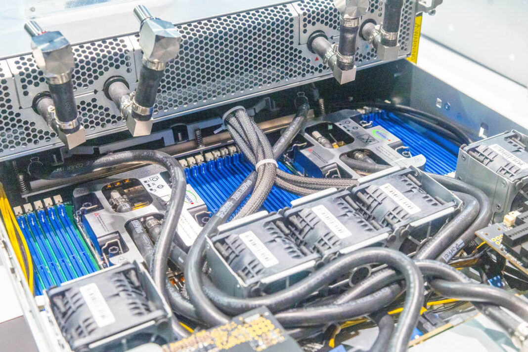 The Top NVIDIA HGX B200 Server Supermicro SYS-422GA-NBRT-LCC at OCP 2024