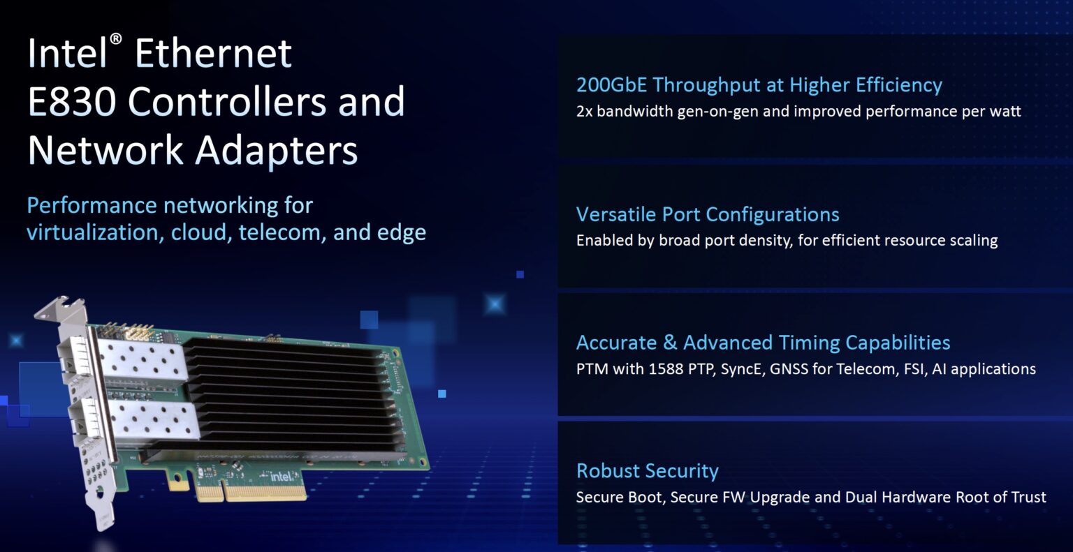 Intel E830 for 25GbE to 200GbE and E610 for 10GbE and 2.5GbE NICs Launched