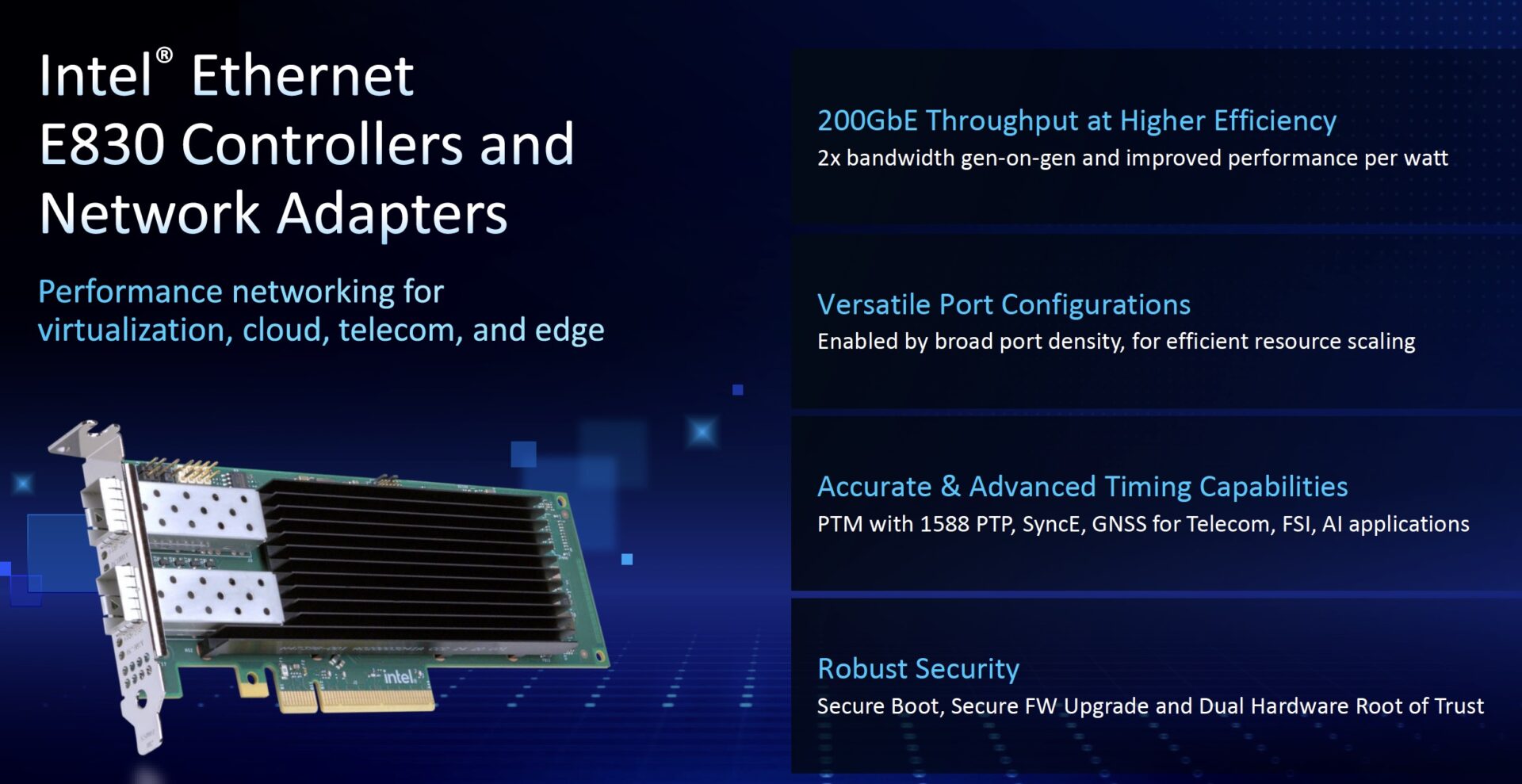 Intel E830 for 25GbE to 200GbE and E610 for 10GbE and 2.5GbE NICs Launched