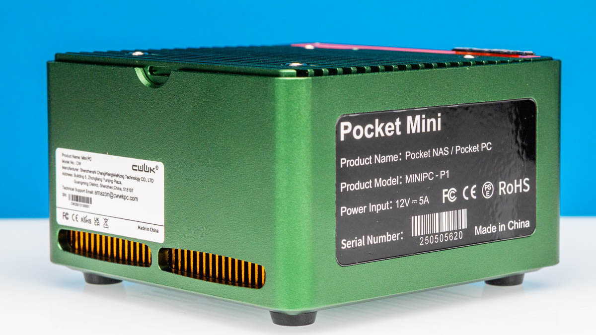 CWWK Pocket Nas Pocket PC Green Rear Angled 1 - ServeTheHome