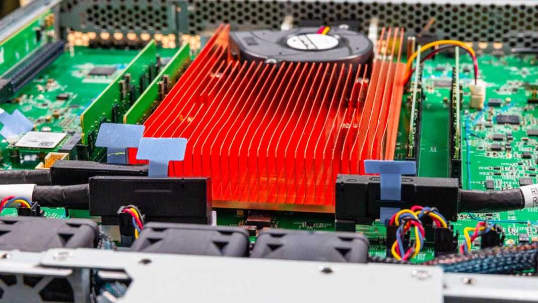 This is the Xsight Labs E1 DPU A 64-core Arm Neoverse N2 800G DPU ...